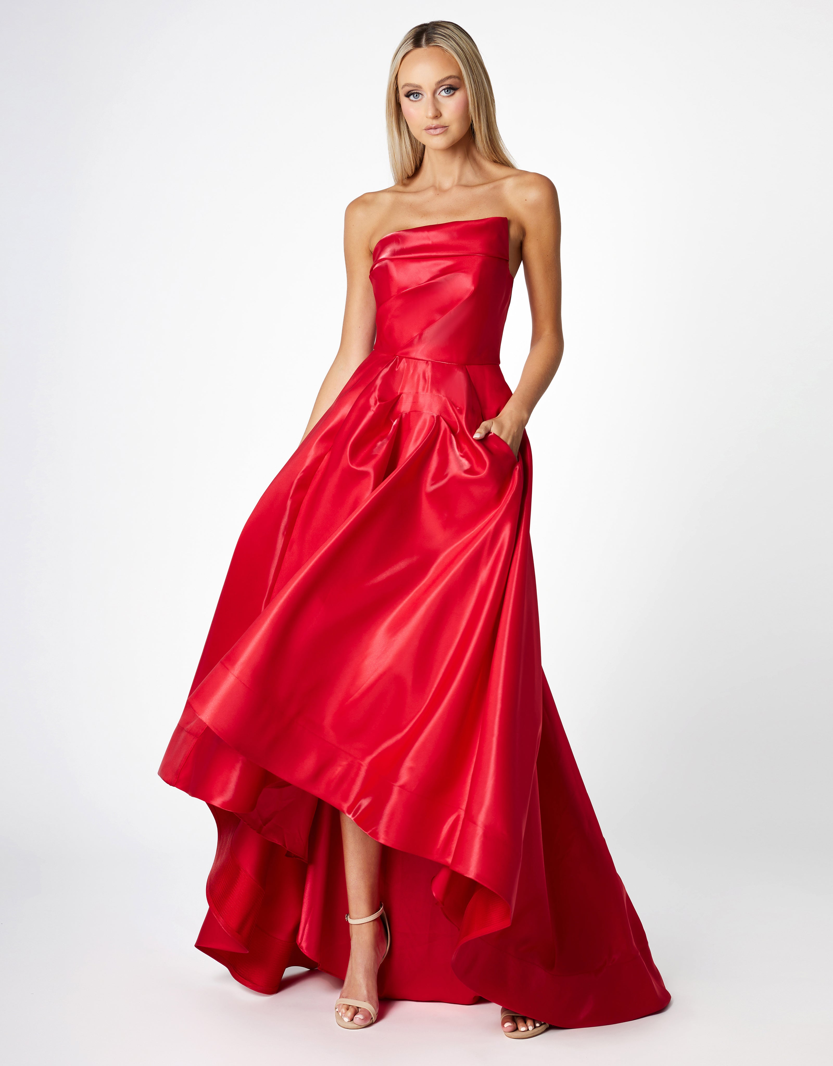 Odette Asymmetric Hi-Low Gown – Honey Fawn Boutique